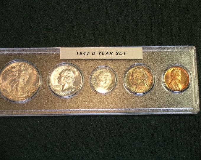 1947 D Very Choice BU Coin Year Set Vintage 5 Coin Set Luster Birth ...