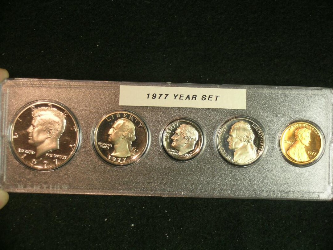 1977 Choice Proof Coin Year Set - Vintage 5 Coin Set Luster -- Birth ...