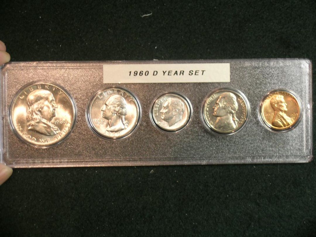 1960 D Choice Uncirculated Coin Year Set - Vintage 5 Coin Set Luster ...