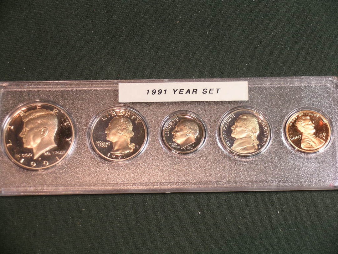 1991 Proof Coin Year Set - Vintage 5 Coin Set Luster -- Birth Year ...
