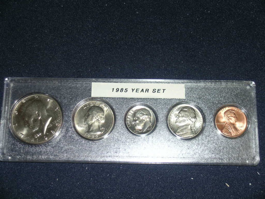 1985 D Uncirculated Coin Year Set - Vintage 5 Coin Set Luster -- Birth ...