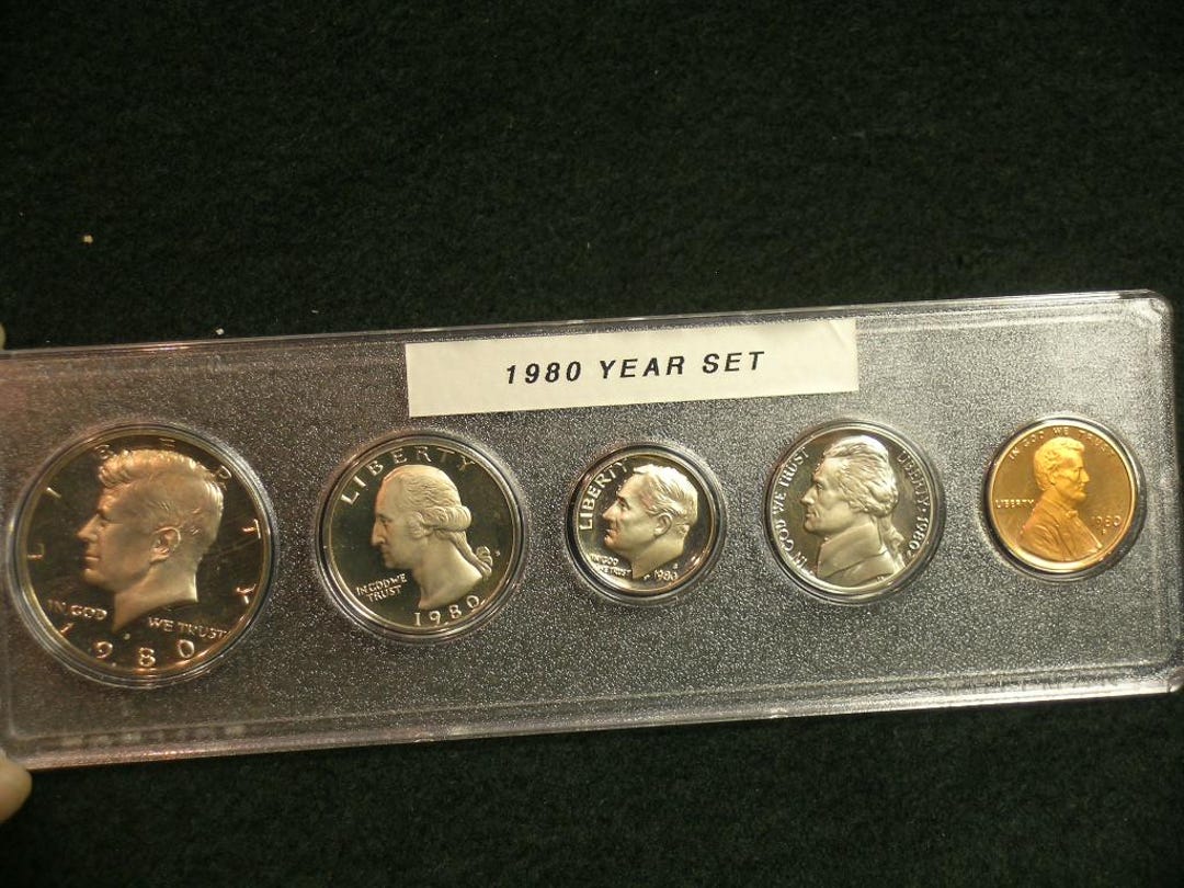 1980 Proof Coin Year Set - Vintage 5 Coin Set Luster -- Birth Year ...