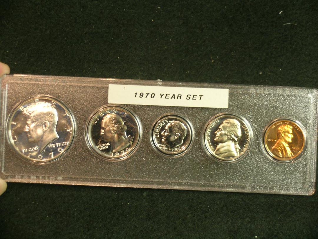 1970 Proof Coin Year Set - Vintage 5 Coin Set Luster -- Birth Year ...