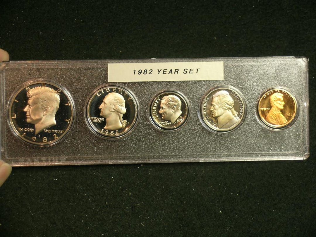 1982 Proof Coin Year Set - Vintage 5 Coin Set Luster -- Birth Year ...