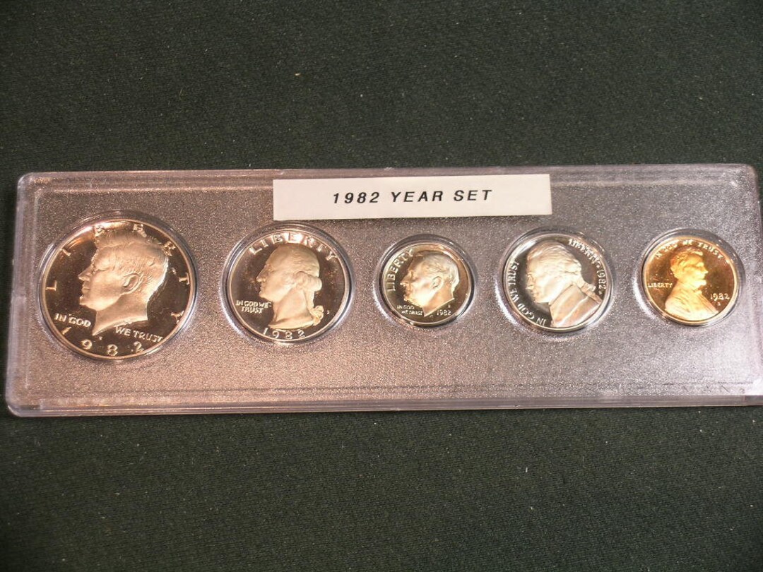 1982 Proof Coin Year Set Vintage 5 Coin Set Luster Birth Year - Etsy