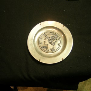 Mercury Dime Collectible Plate - Pewter-like -- 6 Inches Across - Etsy