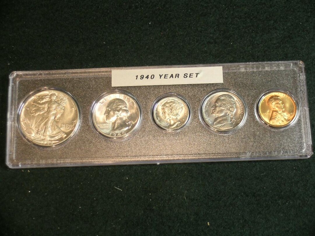 1940 Very Choice AU/BU Coin Year Set - Beautiful 5-coin Set Luster ...