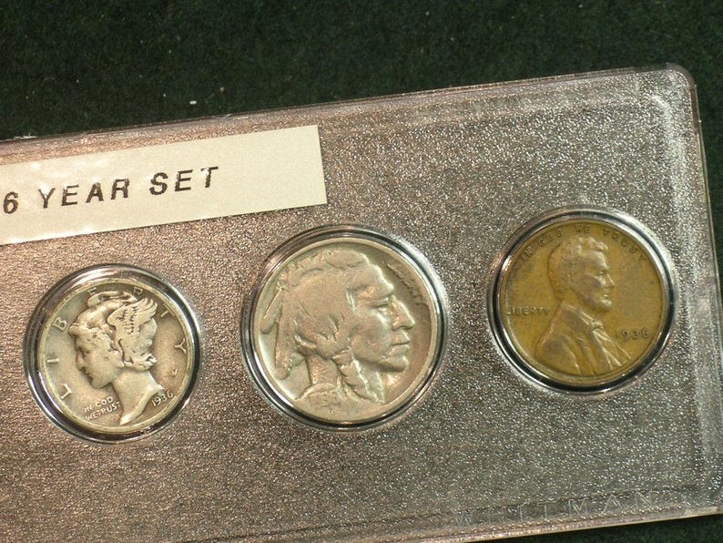 1936 Circulated Coin Year Set - Vintage Coin Set - Etsy