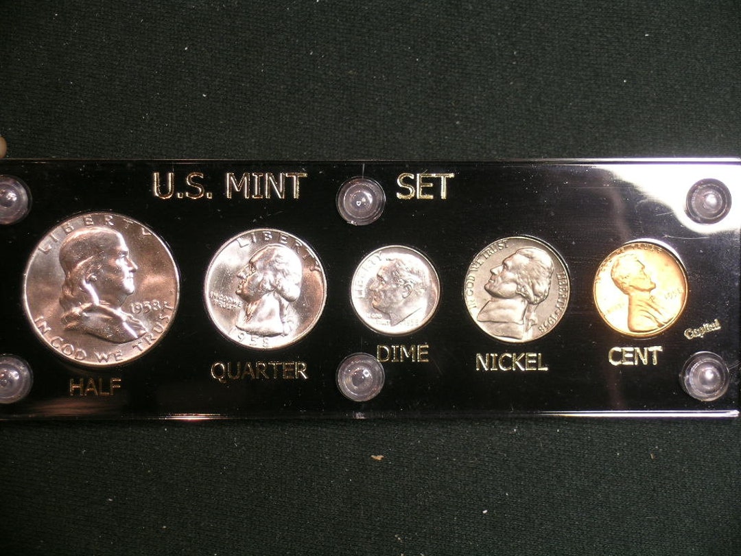 1958 Choice Uncirculated Coin Year Set in Capital Holder - Vintage 5 ...