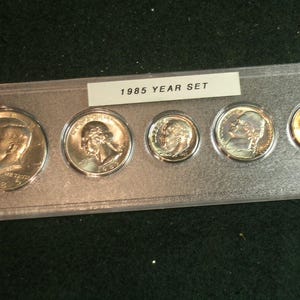 1985 P Uncirculated Coin Year Set Vintage 5 Coin Set Luster Birth Year ...