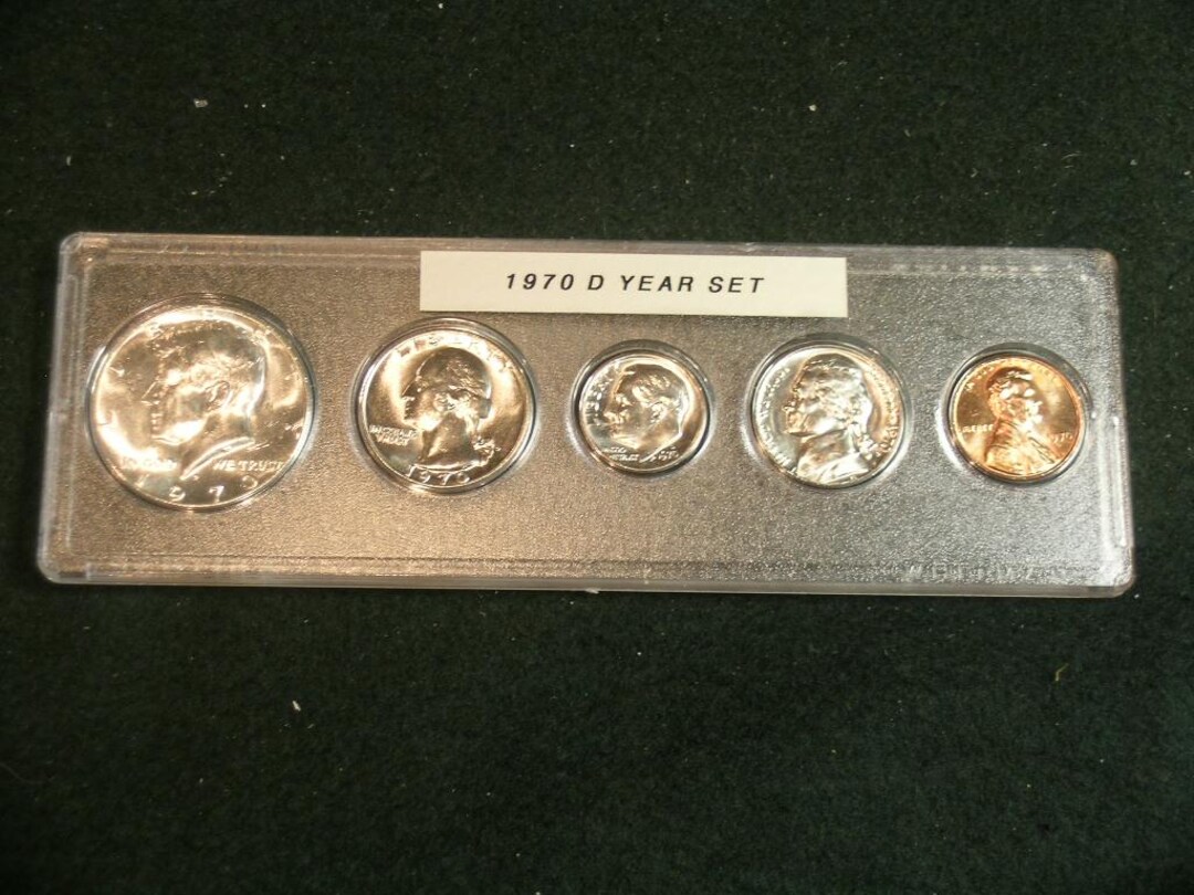 1970 D Uncirculated Coin Year Set Vintage 5 Coin Set Luster Birth Year ...