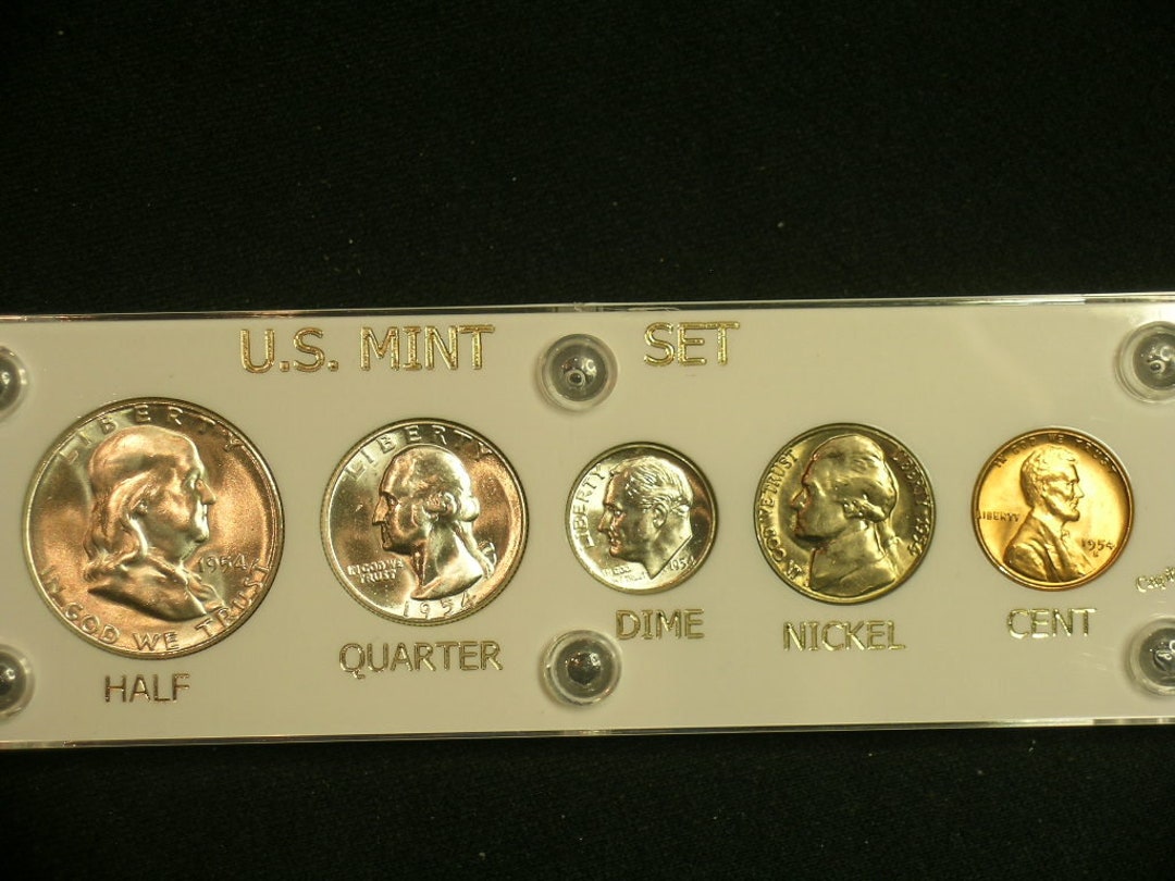 1954-S Brilliant Uncirculated Coin Year Set Vintage 5 Coin Set Luster ...