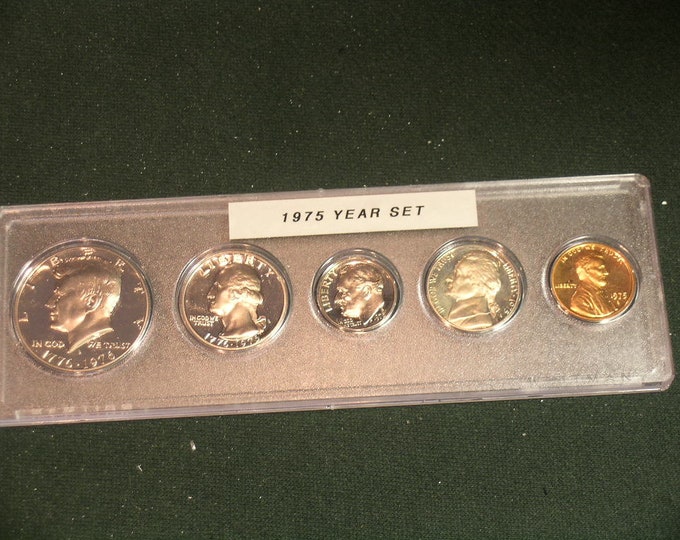 1975 Proof Coin Year Set Vintage 5 Coin Set Luster Birth Year read ...