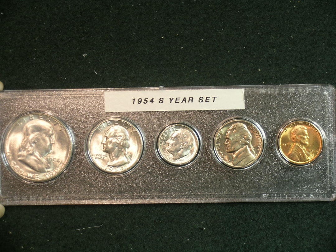 1954 S BU Coin Year Set - Vintage 5 Coin Set Luster -- Birth Year ...