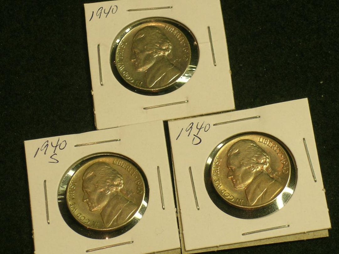 1940 1940-d 1940-S Nice Jefferson Nickels - - Better Condition (A6-47 ...