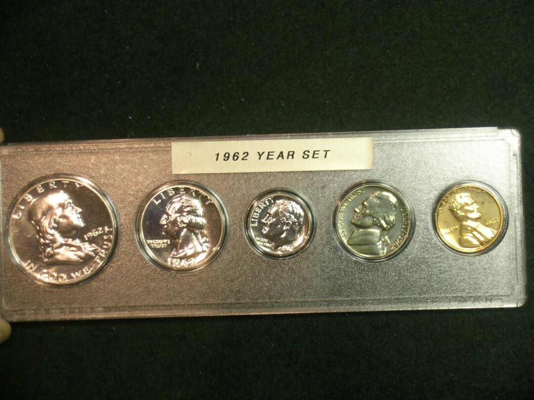 1962 Choice Proof Coin Year Set - Vintage 5 Coin Set Luster -- Birth ...