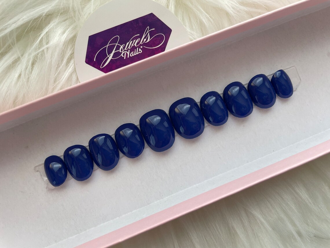 Royal Blue Gel Color Over Gel Overlay Reusable Press Ons - Etsy