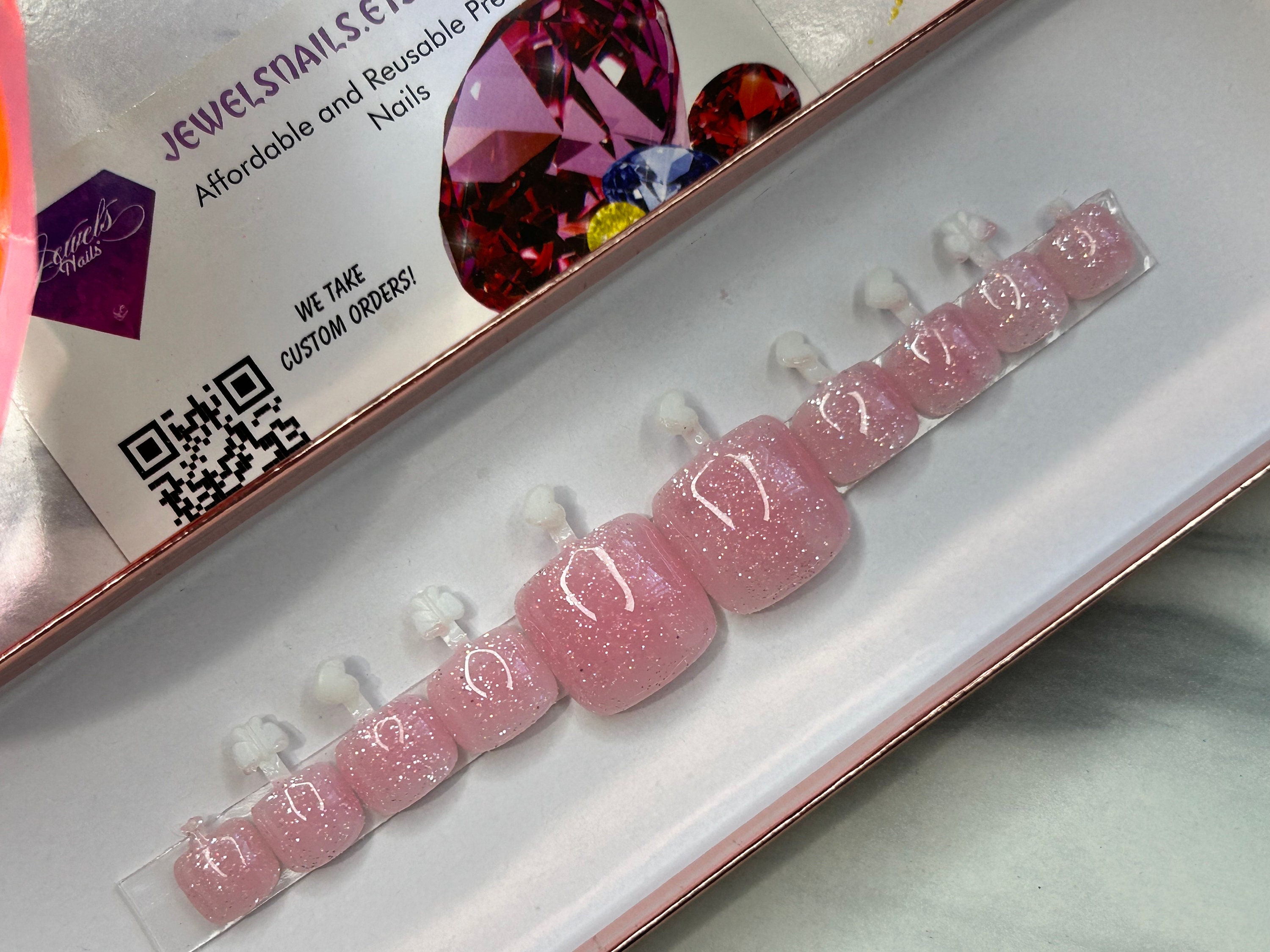 Glittered Pink Jelly Hard Overlay Toes | Custom Size (please Measure ...