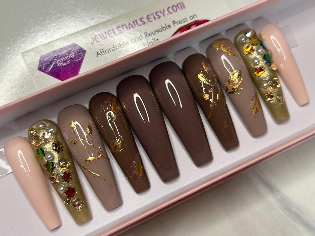 October | Gel Nails | Can Be Reusable | Long Nails | Press on Nails ...
