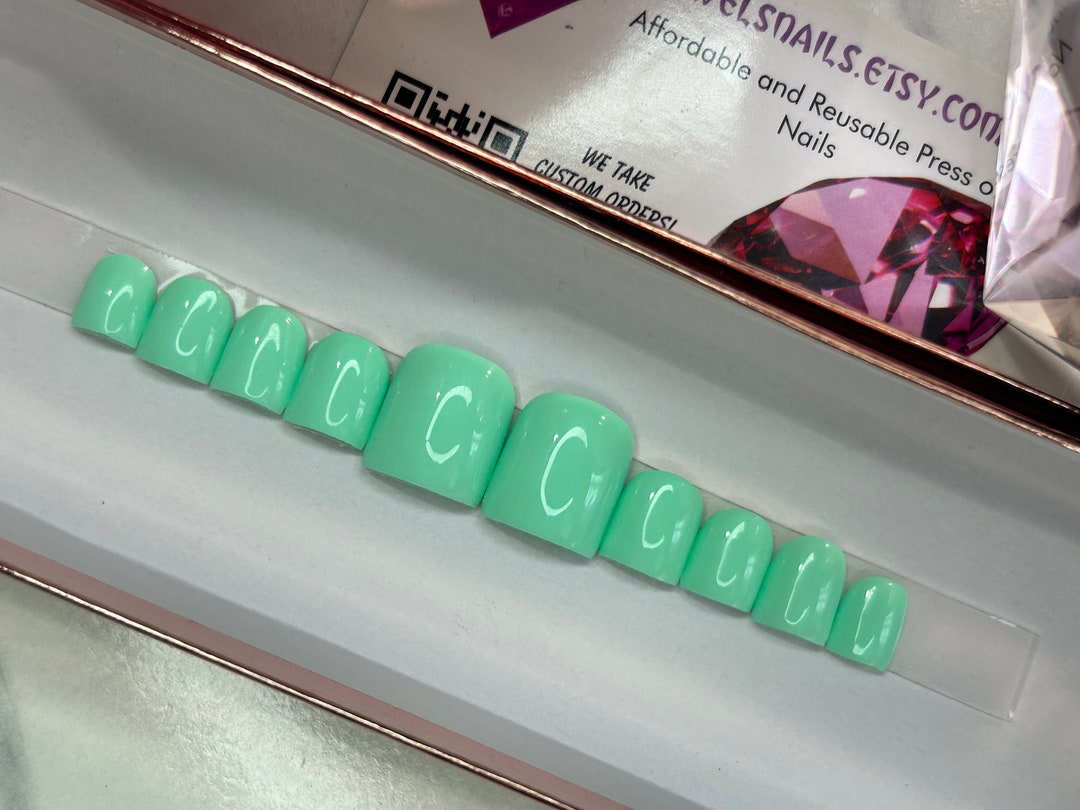Mint Green Toes With Hard Gel Overlay or Just Gel Polish | Custom Size ...