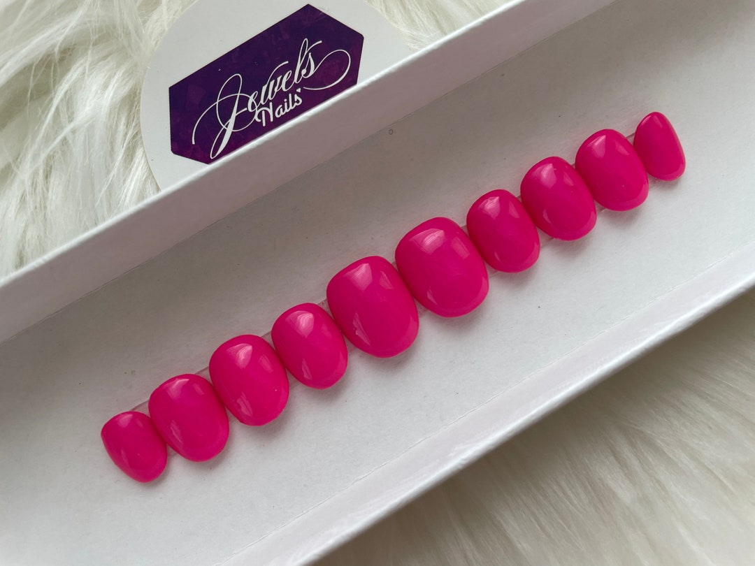 Neon Hot Pink Gel Color Over Gel Overlay || Reusable || Press Ons ...