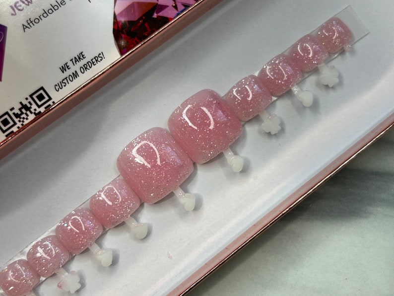 Glittered Pink Jelly Hard Overlay Toes | Custom Size (please Measure ...