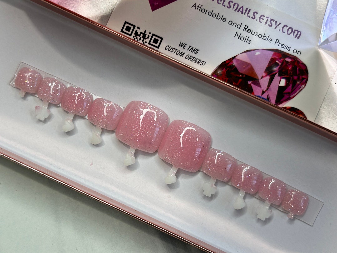 Glittered Pink Jelly Hard Overlay Toes | Custom Size (please Measure ...