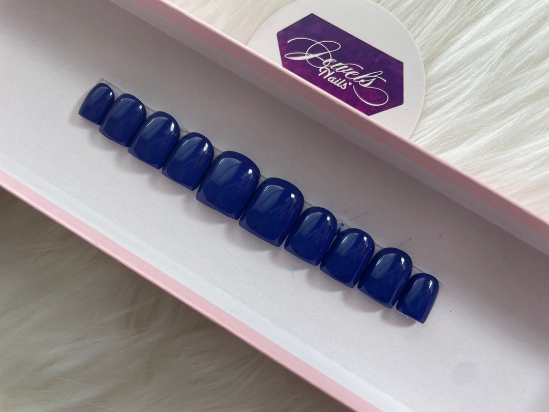 Royal Blue Gel Color Over Gel Overlay || Reusable || Press Ons || False ...