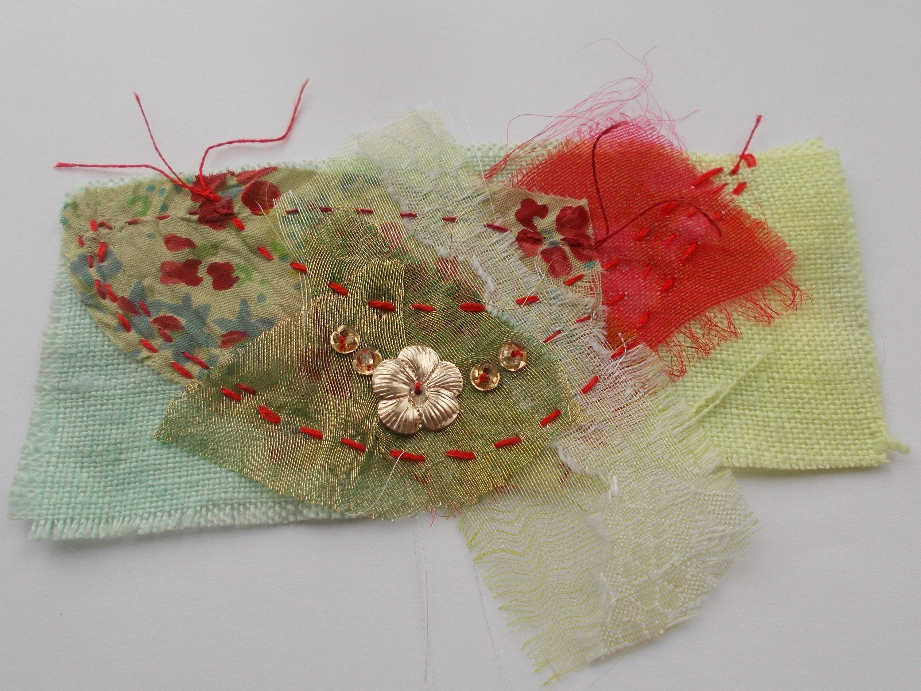 Three Hand / Slow Stitched Fabric Cluster / Snippet Junk Journal ...