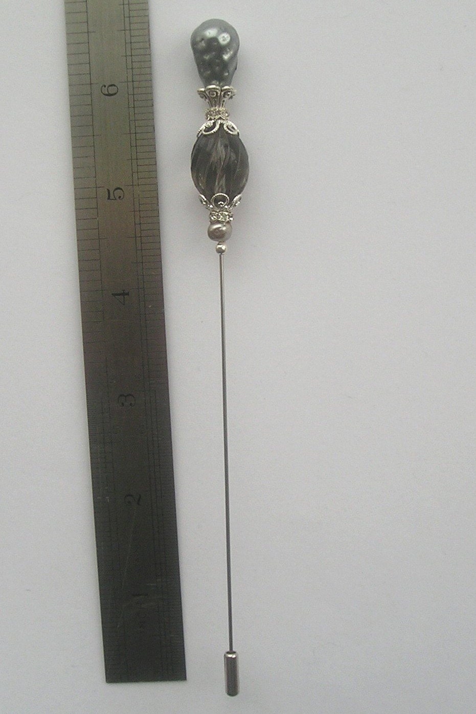Grey Faux Pearl And Silver Plated Findings Approx 6 5 Inch Handmade Steel
