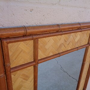 Large Woven Rattan and Faux Bamboo Mirror for Wall Entry - Etsy