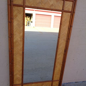 Large Woven Rattan and Faux Bamboo Mirror for Wall Entry - Etsy