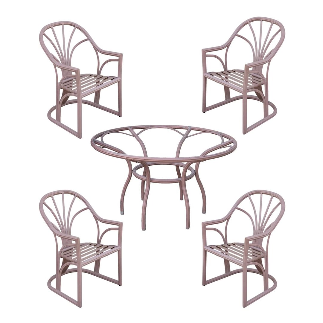 Rare Herbert Saiger for Woodard Lahaina Aluminum Patio Set 4 Chairs and ...