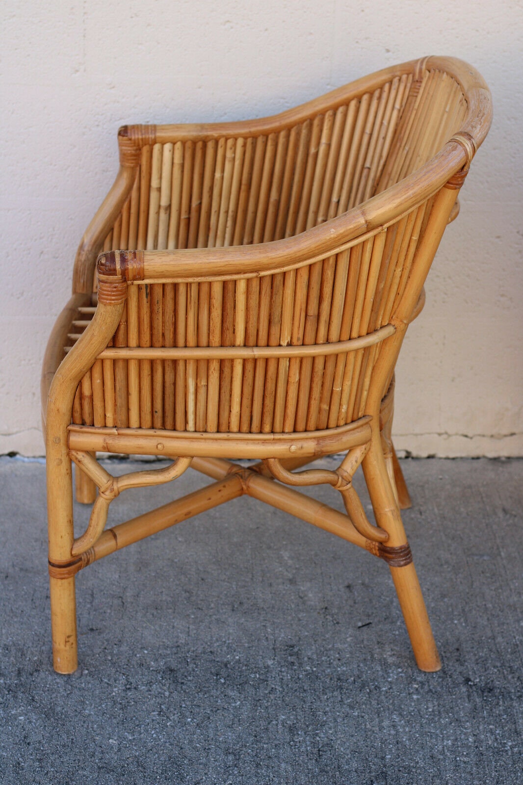 Set of 4 Rattan Bamboo Barrel Chairs, Mcguire Organic Modern Style - Etsy