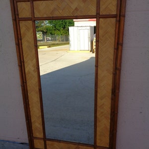Large Woven Rattan and Faux Bamboo Mirror for Wall Entry - Etsy