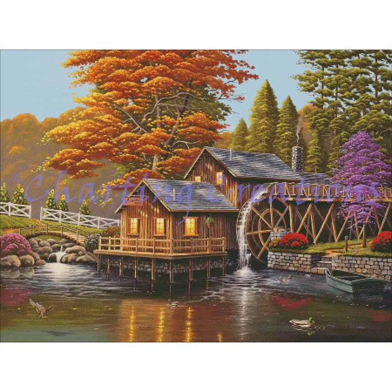 Adam's Mill Digital PDF Counted Cross Stitch Pattern - Etsy