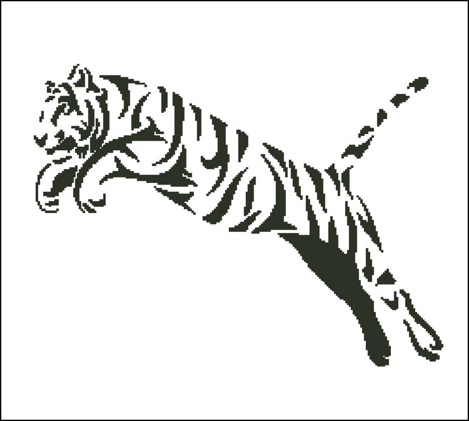 Tribal Tiger Digital PDF Counted Cross Stitch Pattern - Etsy