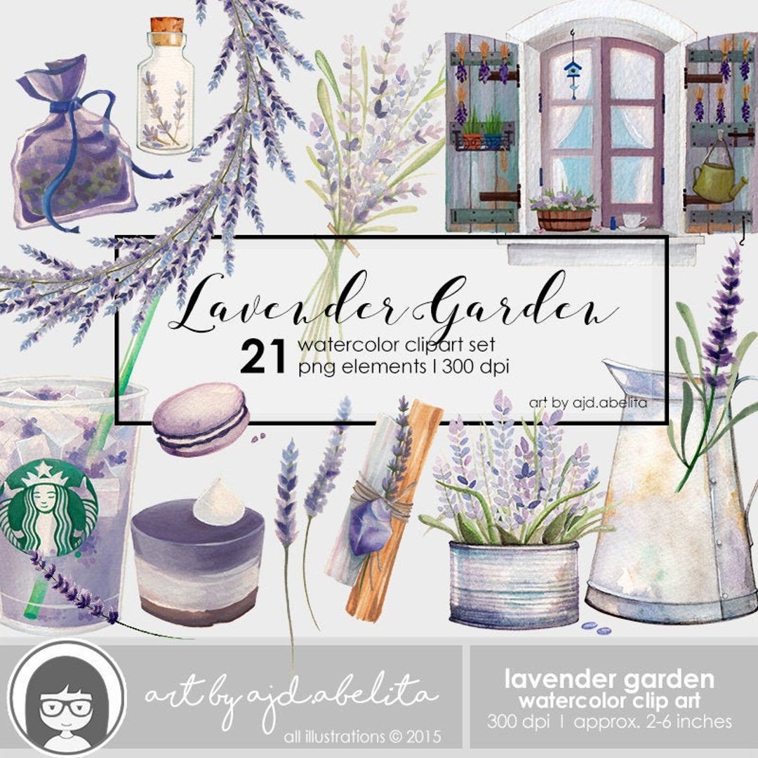 Lavender Garden Watercolor Clipart Set (PNG Digital Download) - Etsy