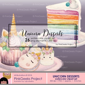 UNICORN DESSERTS - Illustration, Printable, Clipart, Wallart, Instant ...