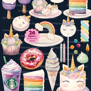 UNICORN DESSERTS - Illustration, Printable, Clipart, Wallart, Instant ...