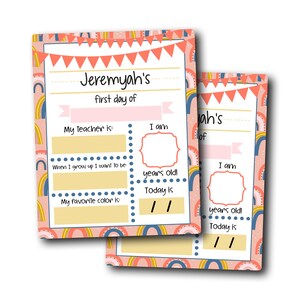 Personalized First and Last Day of School Signs, Reusable and Erasable ...