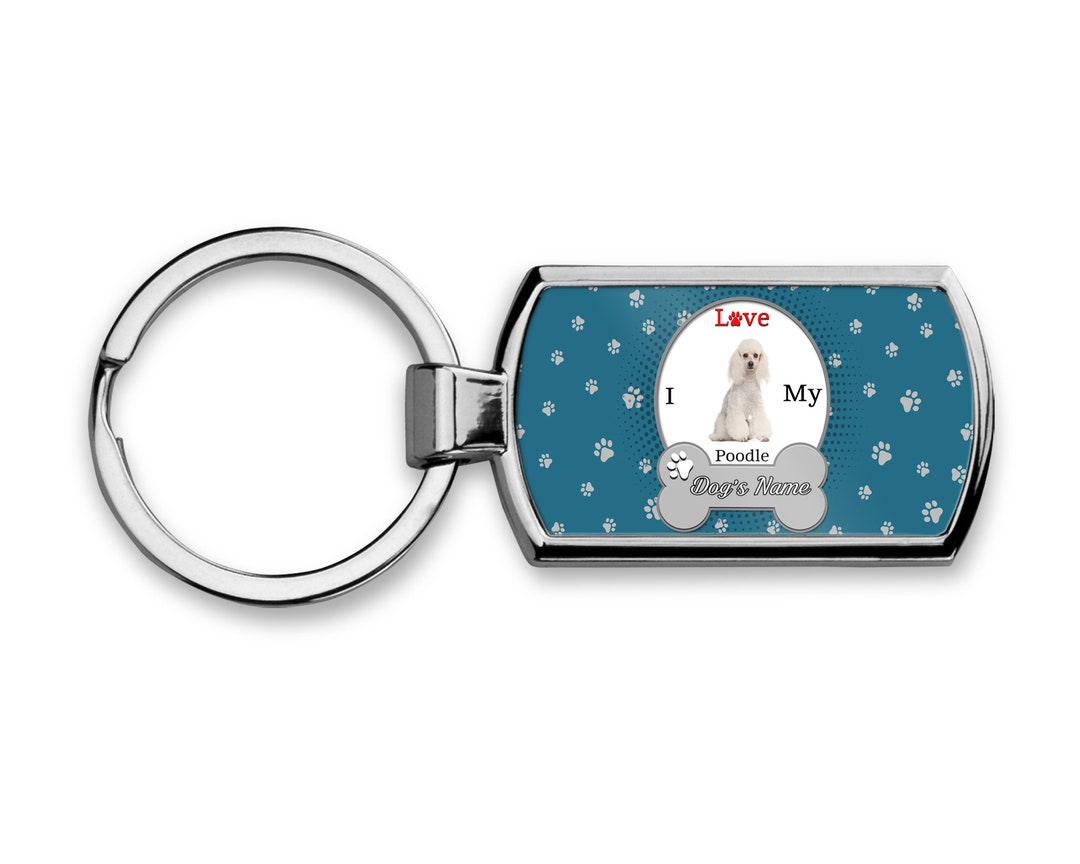 Personalized Keychain Custom Name I Love My Poodle Dog Lover License ...