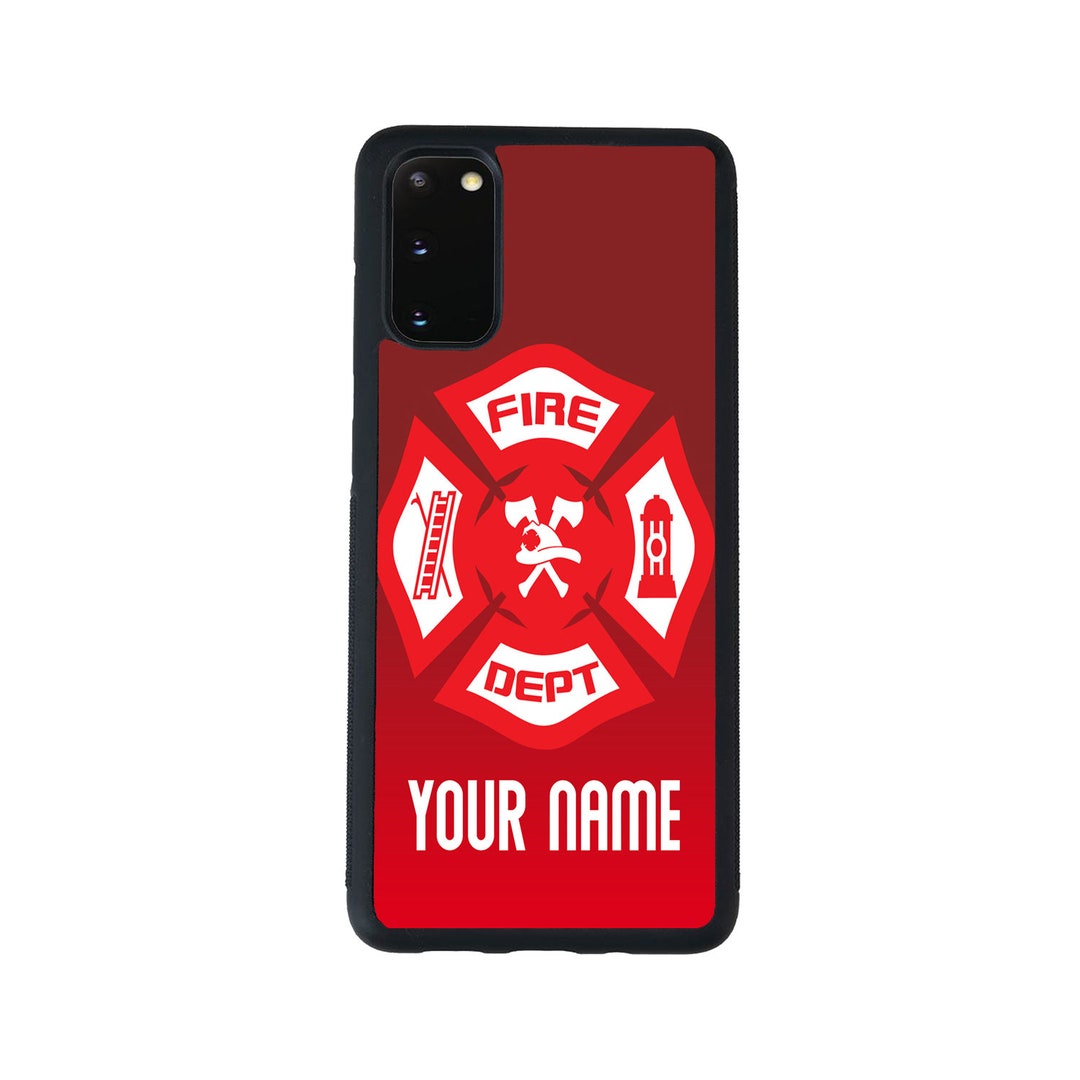 Personalized Custom Name Firefighter Badge Rubber Phone Samsung Galaxy ...