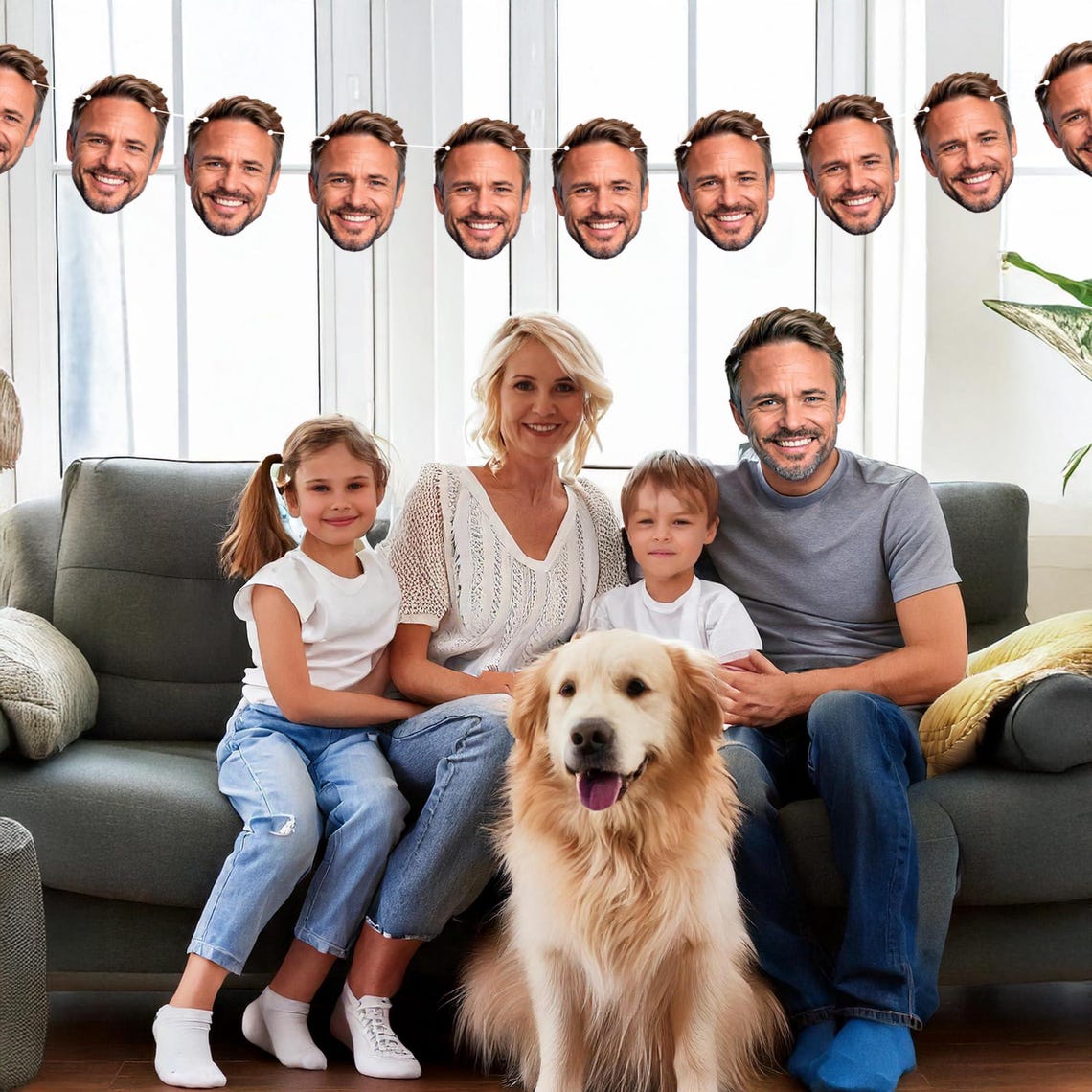 Personalized Photo Face Bunting Banner - Custom Face Cutout Party ...
