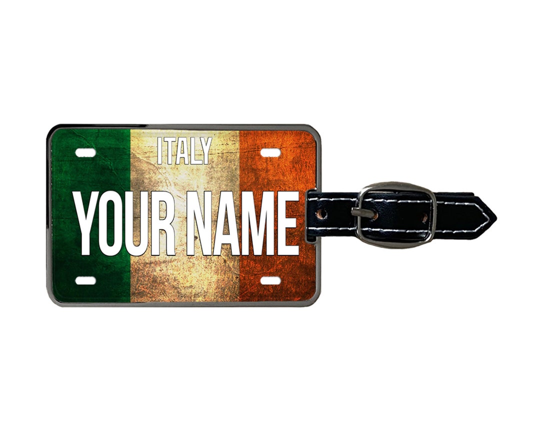 Personalized Luggage Tag Custom Name License Italy Flag Plate With ...