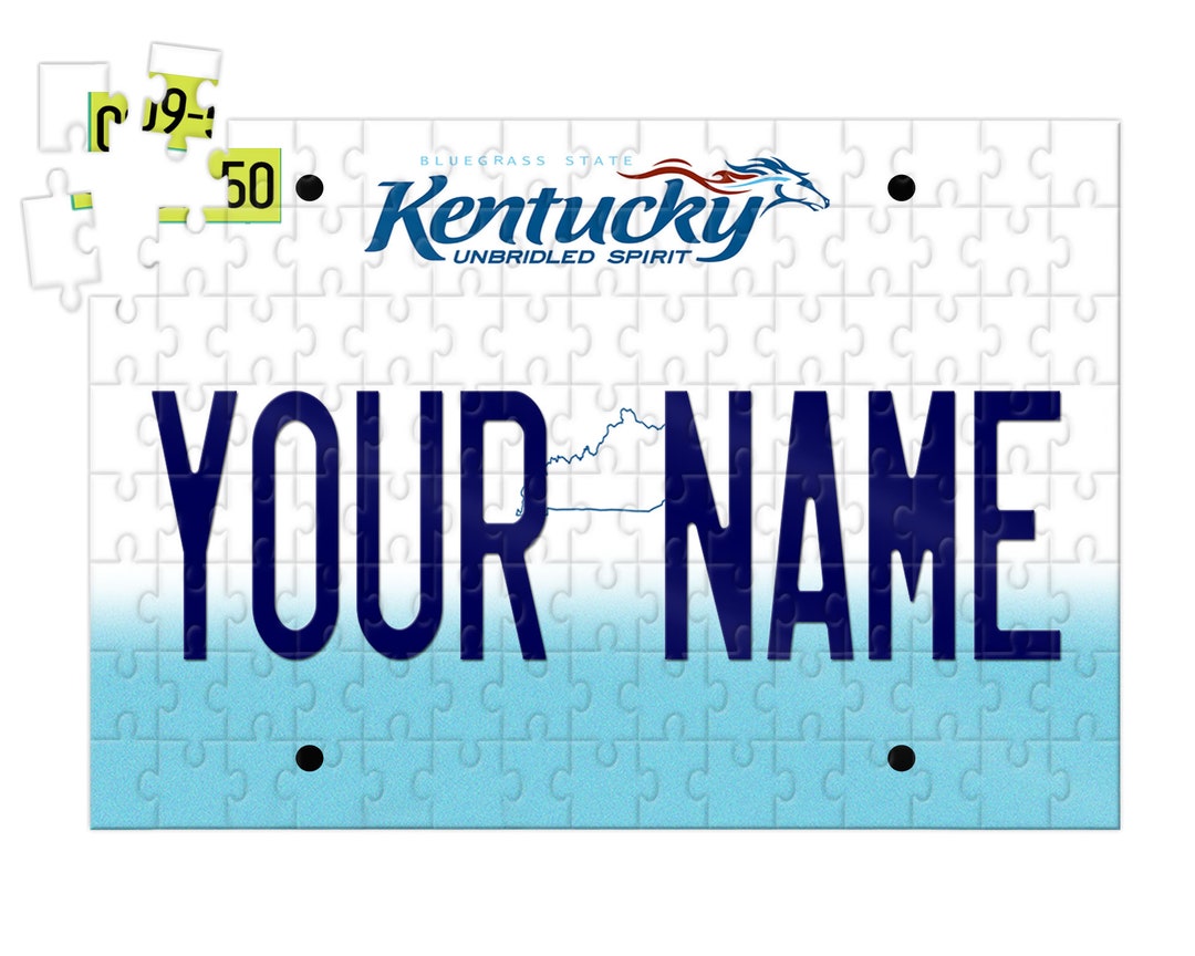 Personalized Puzzle Custom Name State Kentucky License Plate ...