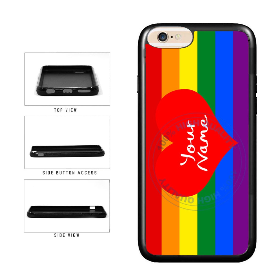 Personalized Custom Name Heart LGBT Flag Rubber Phone Case for iPhone 6 ...