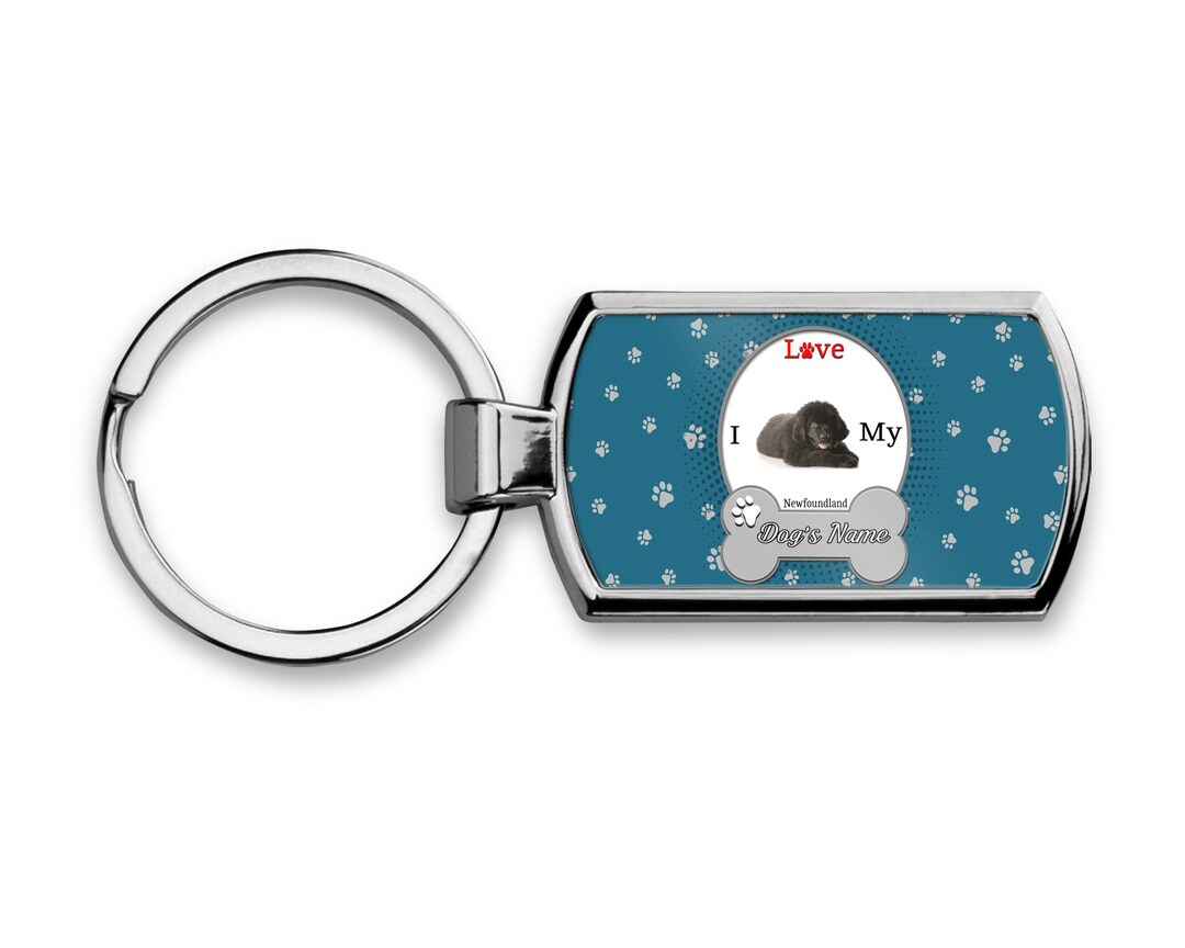 Personalized Keychain Custom Name I Love My Newfoundland Dog Lover ...