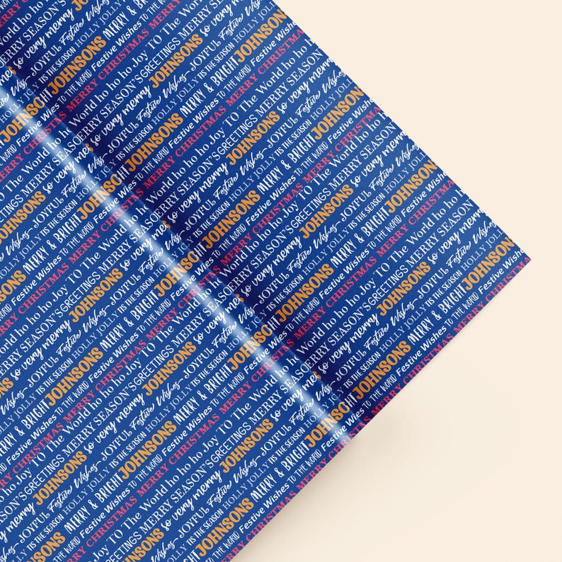 Personalized Merry Words Wrapping Paper | Christmas Gift Wrap With ...