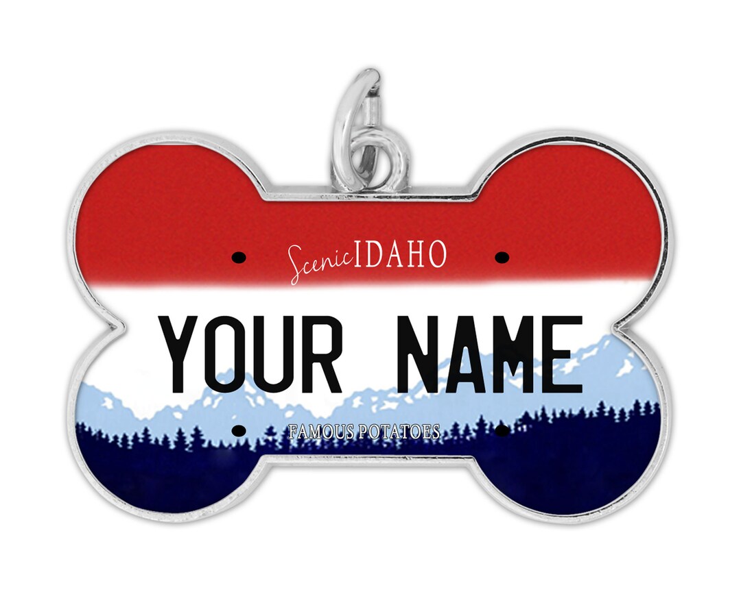 Personalized Dog Tag Custom Name State Idaho License Plate Bone Shaped ...